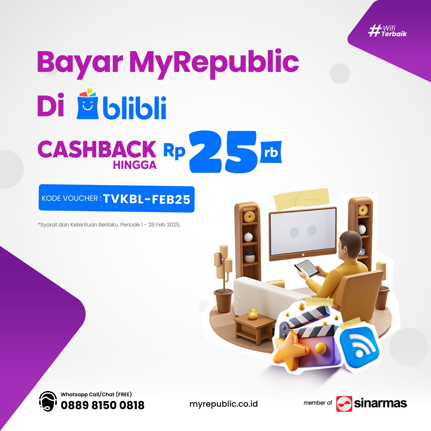 Cashback Blibli MyRepublic: Hemat Bayar Tagihan